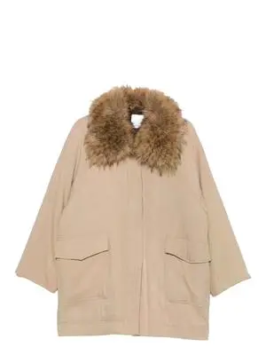 CENERE GB Faux-fur Trim Coat - Neutrals