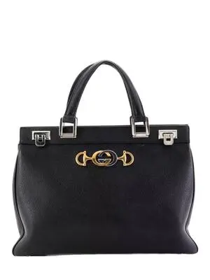 GUCCI Zumi Top Handle Bag Leather Medium Satchel
