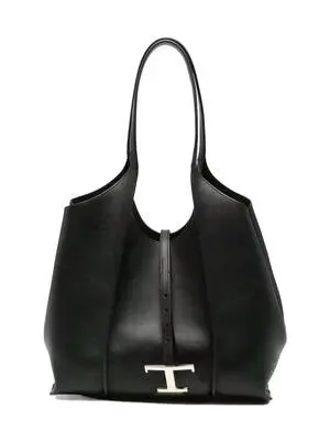TOD'S T Timeless Leather Tote Bag Black