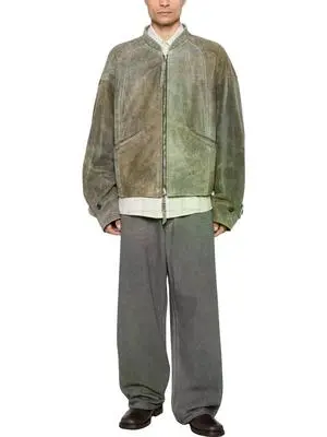 ZIGGY CHEN Faded-effect Leather Jacket - Brown