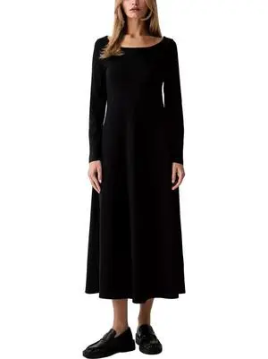 Marc O'polo Long-sleeve Jersey Midi Dress - Black