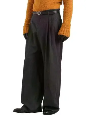 Dolce & Gabbana Mouliné Striped Flannel Trousers - Grey