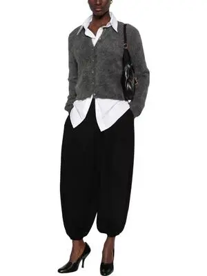 Soft Goat Brushed-knit Alpaca Cardigan - Grey