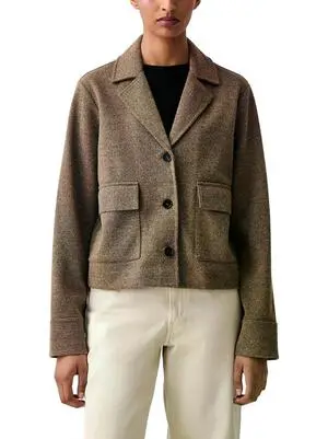 Marc O'polo Flap-pocket Button-up Tweed Jacket - Brown
