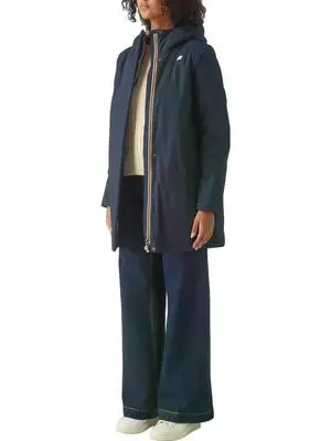K-WAY Hooded Logo-print Coat - Blue