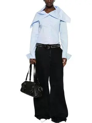 7 For All Mankind Off-shoulder Poplin Shirt - Blue