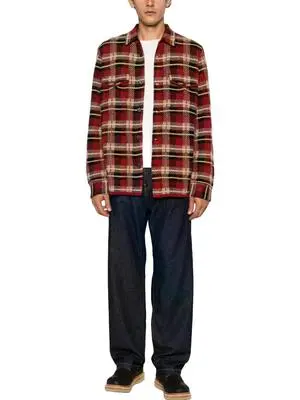 Guest In Residence Check-pattern Button-up Polo Shirt - Red