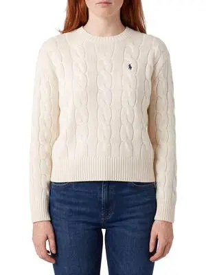 Polo Ralph Lauren Cable-knit Wool Sweater With Embroidered Pony Logo - White