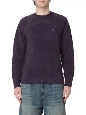 Carhartt Work In Progress Curtis Crewneck Sweater In Acrylic Blend With Embroidered Logo - Violet