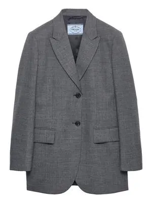 Prada Single-breasted Mélange Hopsack Blazer - Grey