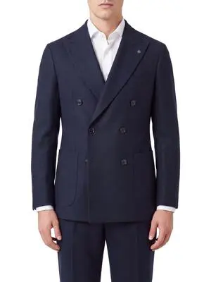 Tagliatore Double-breasted Blazer In Virgin Wool And Cashmere With Patch Pockets - Blue