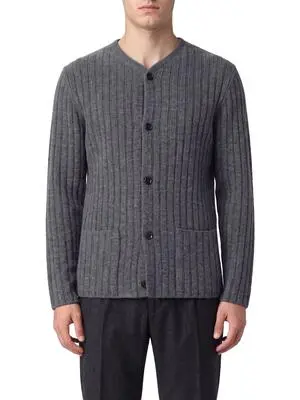 LARDINI Ribbed Virgin Wool And Cashmere V-neck Cardigan - Grey