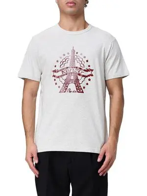 Kenzo Crewneck Cotton T-shirt With Contrasting Graphic Logo Print On The Front - Grey