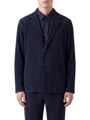 Issey Miyake Single-breasted Plissé Blazer Homme Plissé In Technical Fabric - Blue