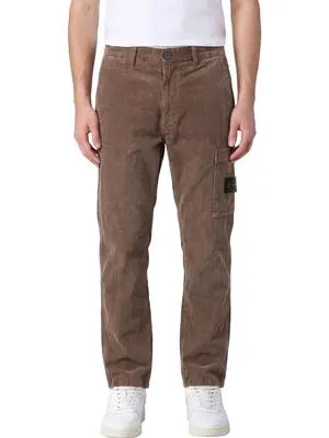 Stone Island Slim Fit Corduroy Chino Pants With Compass Logo Patch - Grey