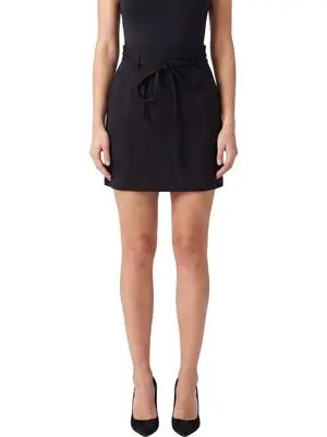 TWINSET High-waisted Pencil Mini Skirt With Belt And Side Zip - Black