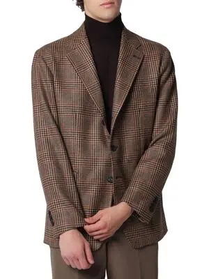 Tagliatore Single-breasted Tartan Blazer In Virgin Wool And Cashmere - Brown