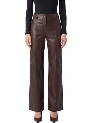 Liu Jo High-waisted Flared Pants In Faux Leather - Brown