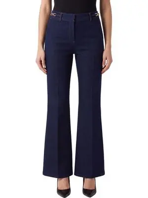 Liu Jo Mid-rise Flared Jeans In Wool Blend Denim - Blue