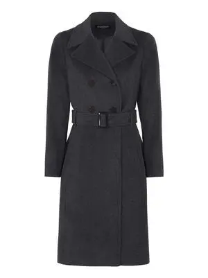 RUMOUR LONDON Isabella Wool And Cashmere Blend Coat With Double-breasted Silhouette And Pleated Back - Grey