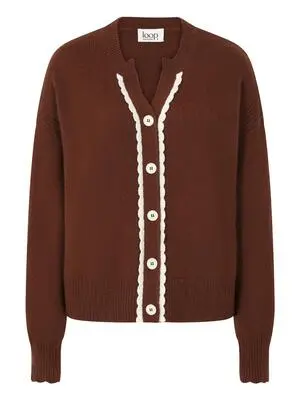 LOOP CASHMERE Shell Edge Cardigan In Palm - Brown