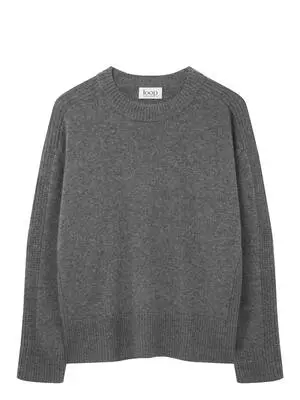 LOOP CASHMERE Cashmere Longline Crew Neck Sweater In Pewter - Grey