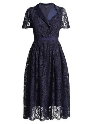 RUMOUR LONDON Bella Double-breasted Lace Midi Dress