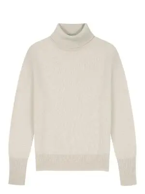LOOP CASHMERE Cashmere Polo Neck Sweater In Snow - White