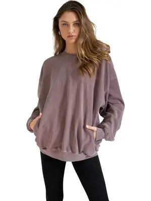 EARTH BODY Soho Oversized Sweatshirt With Side Pockets In Henna - Brown