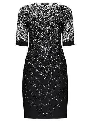 RUMOUR LONDON Printed Lace Monochrome Fitted Dress
