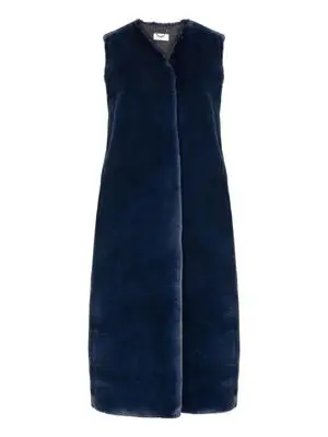 ISSY LONDON Bethany Reversible Sleeveless Longline Faux Fur Shearling Midnight - Blue