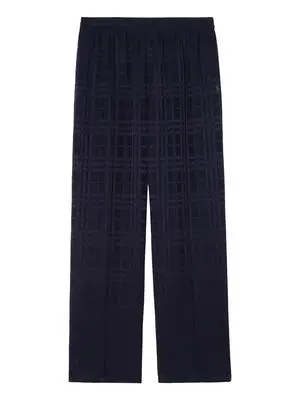 Burberry Silk Check Straight-leg Trousers Blue