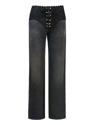 SEEN USERS Lace Craft Wide-leg Jeans - Grey