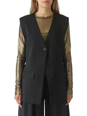 MEIMEIJ V-neck Single-breasted Vest - Black