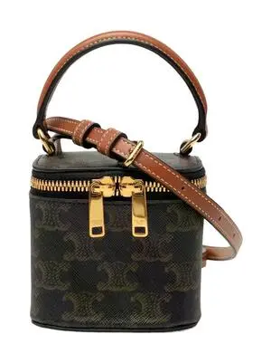 Celine 2021-2026 Mini Triomphe Coated Canvas Vanity Case Satchel - Brown