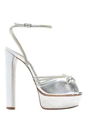 Casadei 140mm Taylor Flora Wonder Platform Sandals - Silver