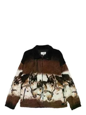 MAISON MARGIELA Horse-print Zip-up Cardigan - Brown