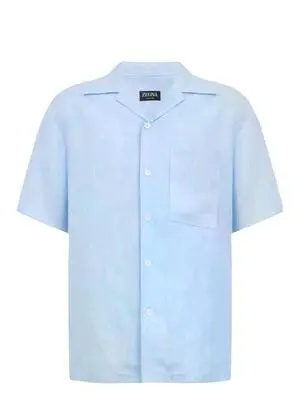 Zegna Short-sleeved Chest-pocket Shirt - Blue
