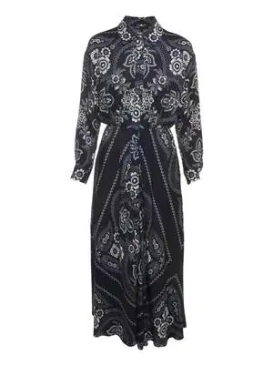 Maje Bandana-print Maxi Shirt-dress - Blue