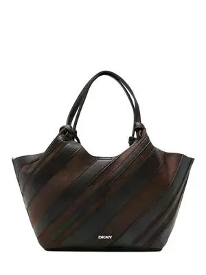 Dkny Medium Paula Diagonal-stripe Tote Bag Brown