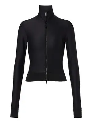 Gucci Silk-blend Zip-up Top - Black