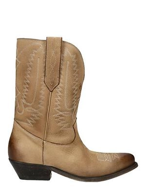 GOLDEN GOOSE Wish Star 55354 Leather Cowboy Boots - Tan