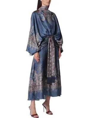 Zimmermann Valiant Navy Silk Long Dress - Blue