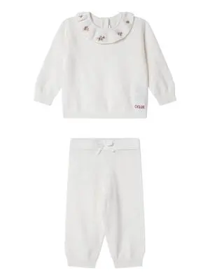 Chloé Ivory Wool Sweater And Trousers Set - White