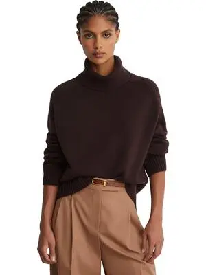 REISS Petite Wool-cashmere Roll-neck Jumper - Plum Purple