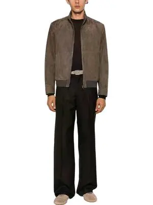 FERRANTE Crew-neck Long-sleeve Sweater - Brown