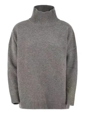 Max Mara Borgia Dropped-shoulder High-neck Sweater - Grey
