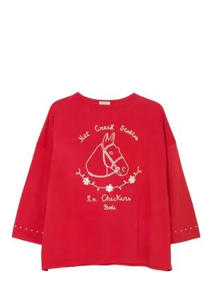 BODE Stables Graphic-print Three-quarter-sleeve T-shirt - Red