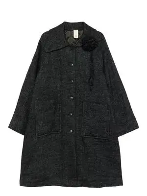 Soh Floral-applique Single-breasted Coat - Grey