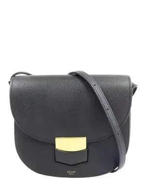 Celine Trotteur Leather Shoulder Bag Black